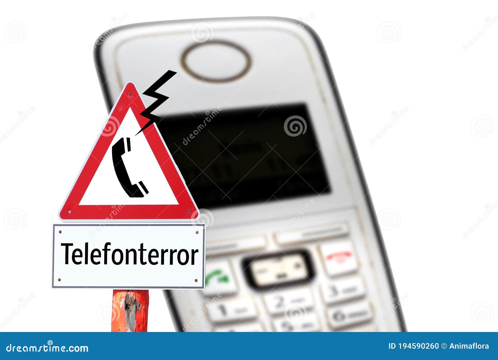 Warning Sign Phone Terror Stalking on the Phone in German Stock Photo ...