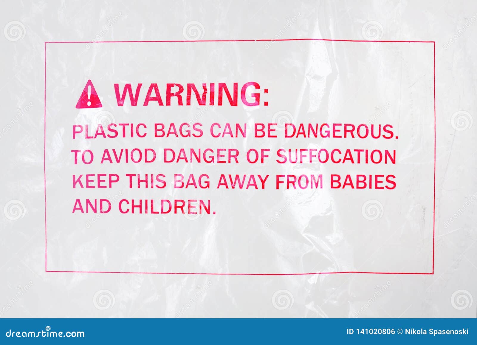 Warning Sign on a Plastic Bag Stock Photo - Image of icon, warning ...