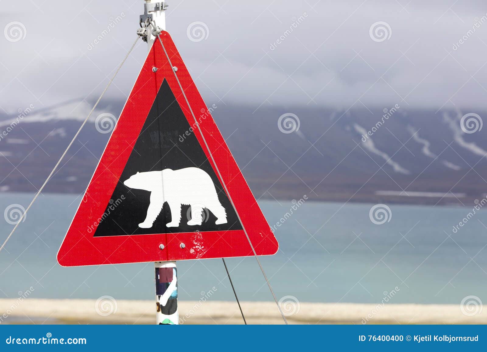 Warning Sign for Polar Bears at Svalbard Stock Photo - Image of ...