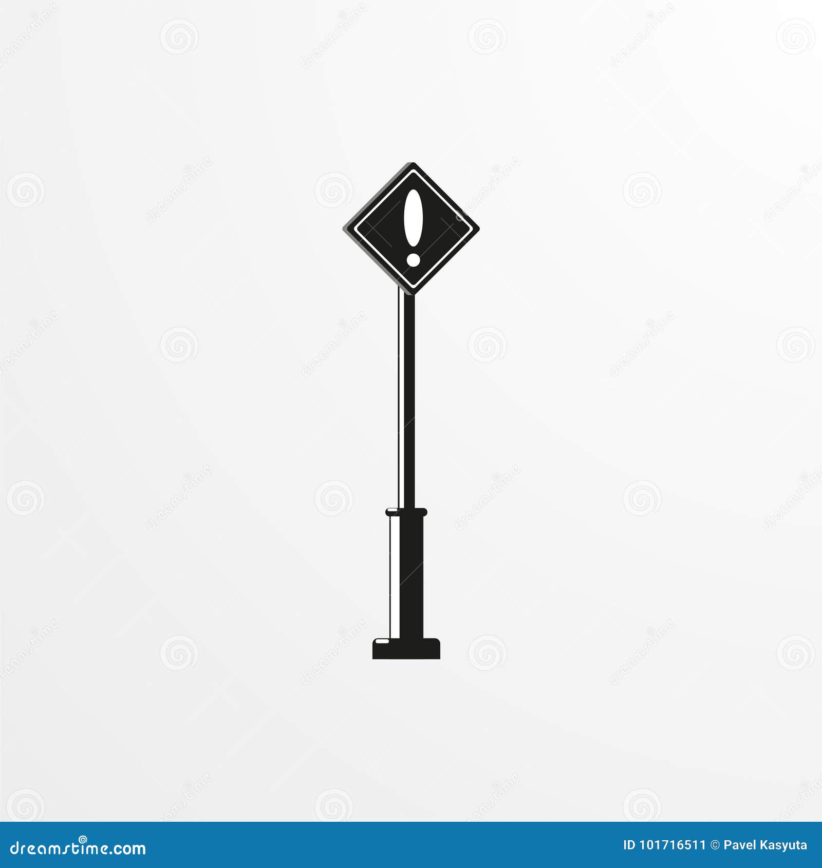 Warning Sign on the Post. Vector Icon. Stock Vector - Illustration of ...