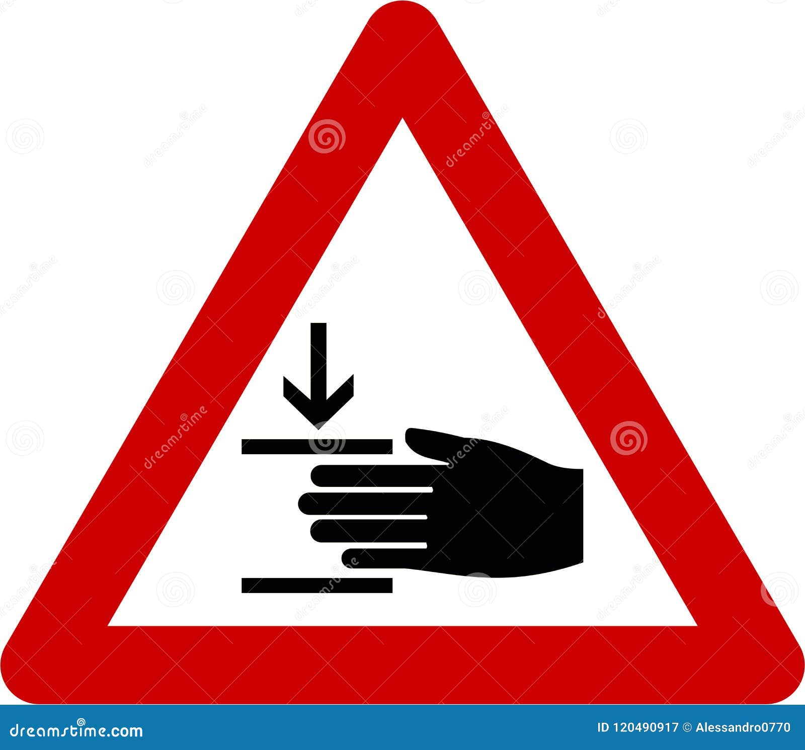 Warning Sign with Press Machine Stock Illustration - Illustration of ...