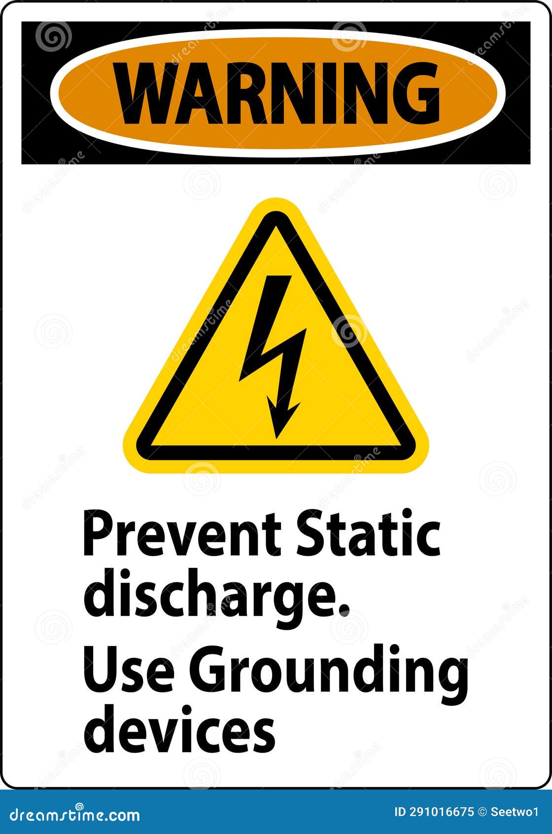 Warning Sign Prevent Static Discharge, Use Grounding Devices Stock ...