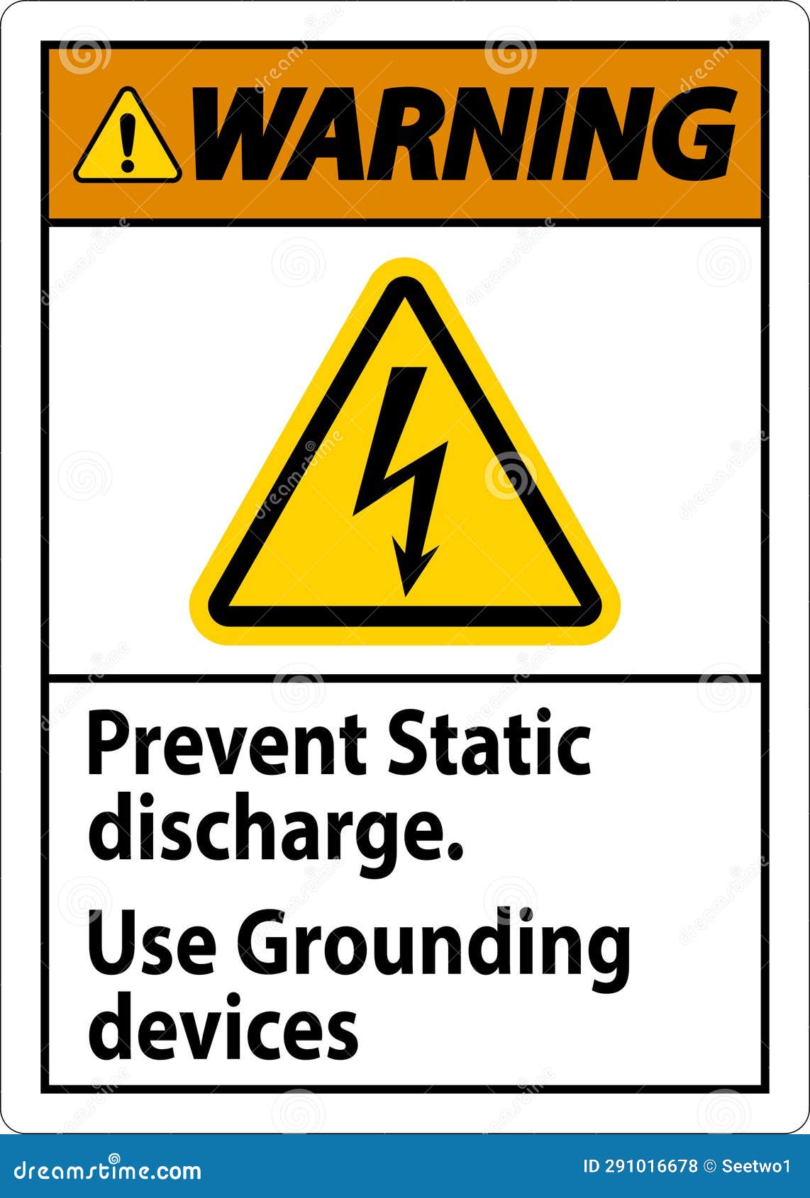 Warning Sign Prevent Static Discharge, Use Grounding Devices Stock ...
