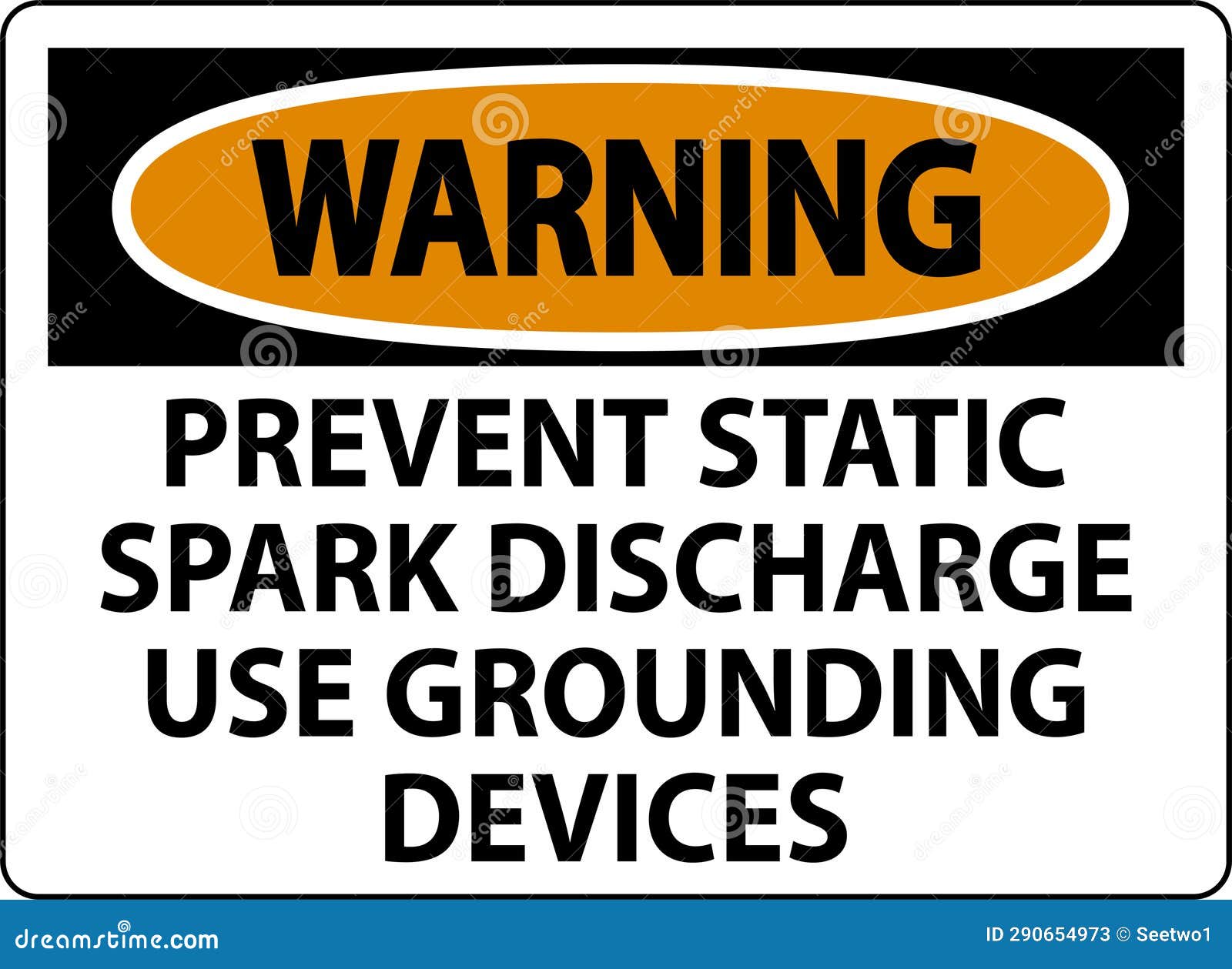 Warning Sign Prevent Static Spark Discharge Use Grounding Devices Stock ...