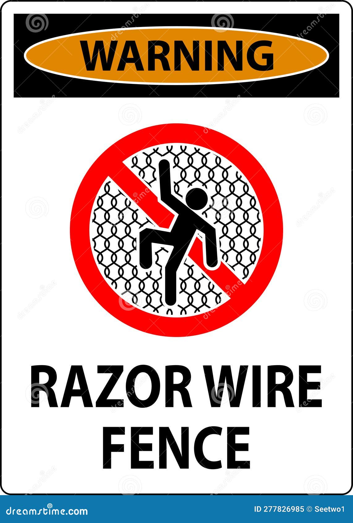 Warning Sign Razor Wire Fence on White Background Stock Vector ...