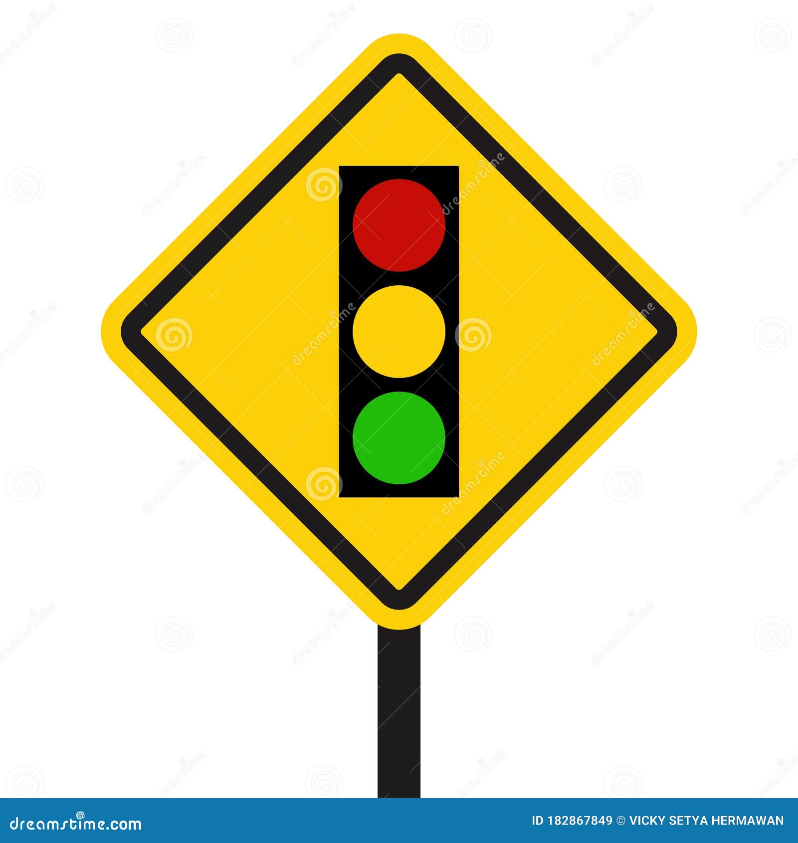 Warning Sign of Red Light Isolated. Traffic Light Icon Vector on Red ...