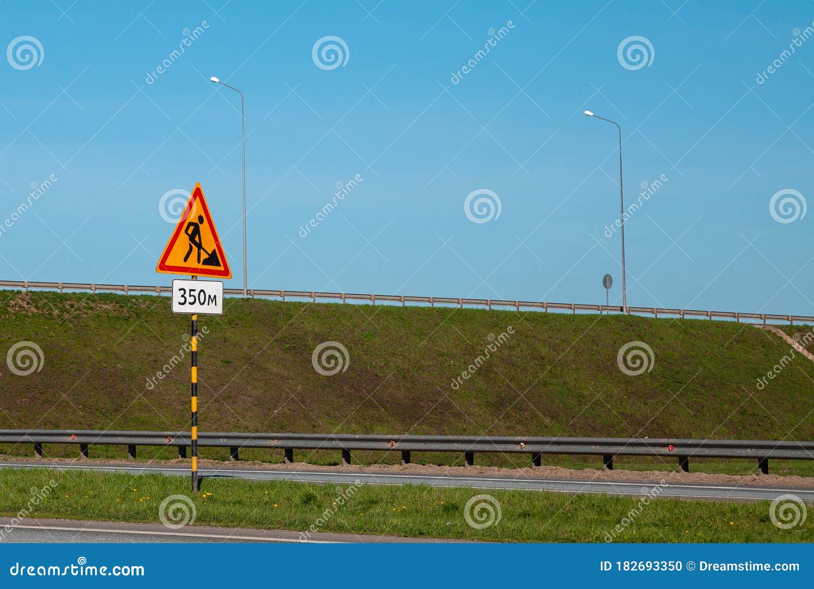 Warning Sign Repair Work on the Freeway Stock Photo - Image of autobahn ...