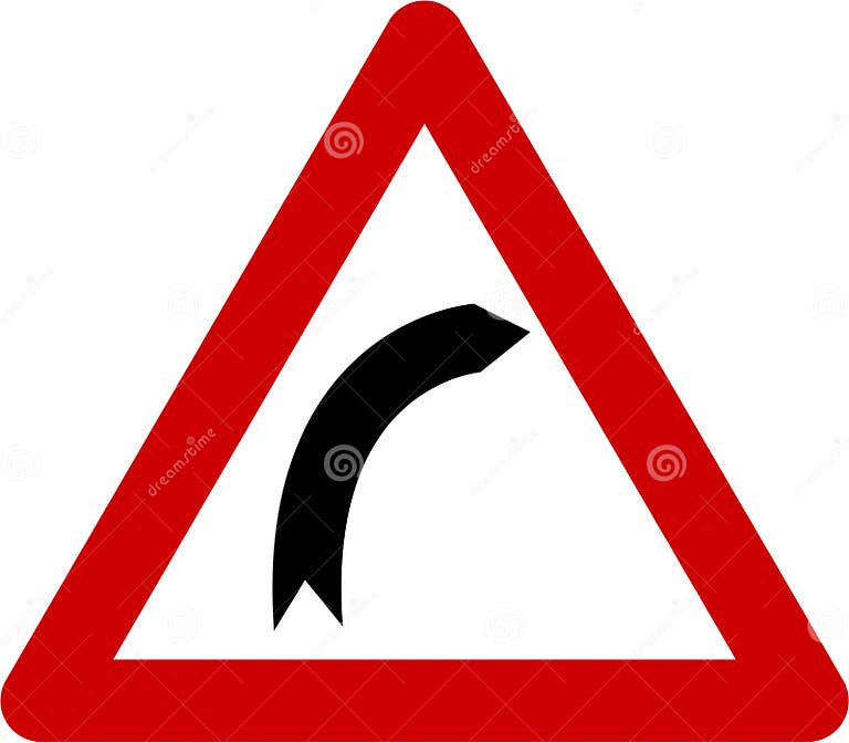 Warning Sign with Right Bend Stock Illustration - Illustration of sign ...
