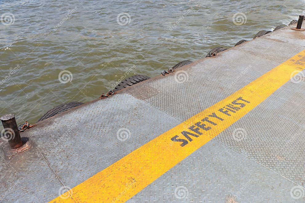 Warning Sign on River Dock stock image. Image of watching - 62825681