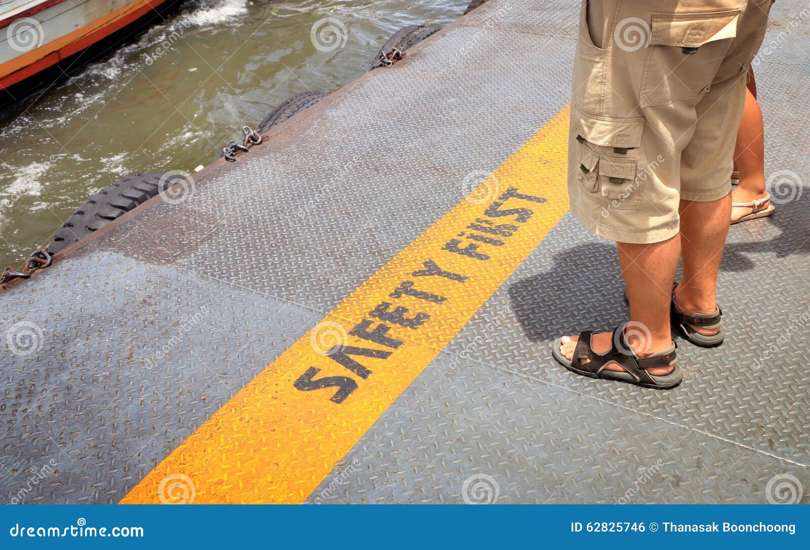 Warning Sign on River Dock. Stock Photo - Image of system, water: 62825746