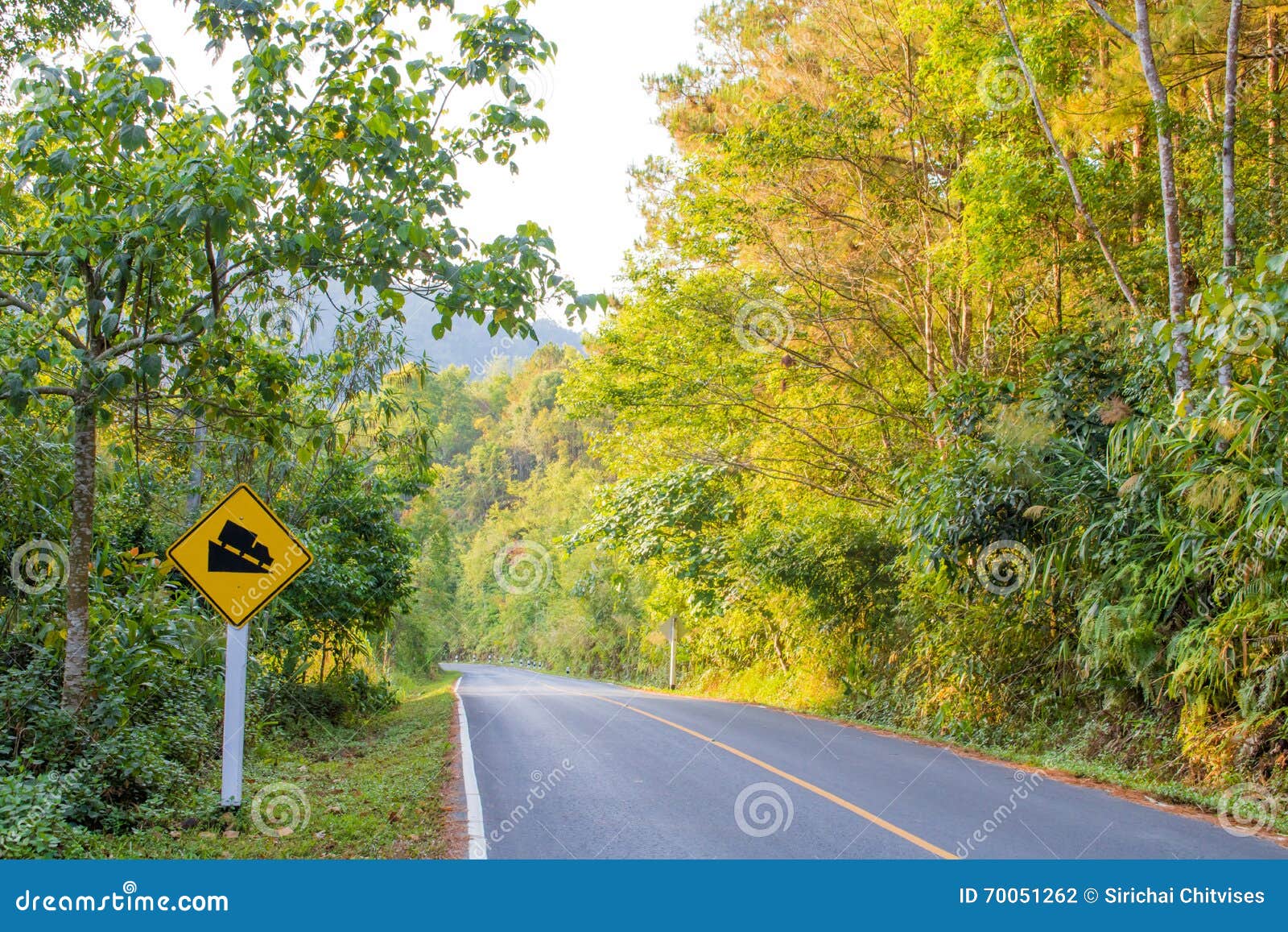 Warning Sign on the Road for Beware Stock Photo - Image of summer, line ...