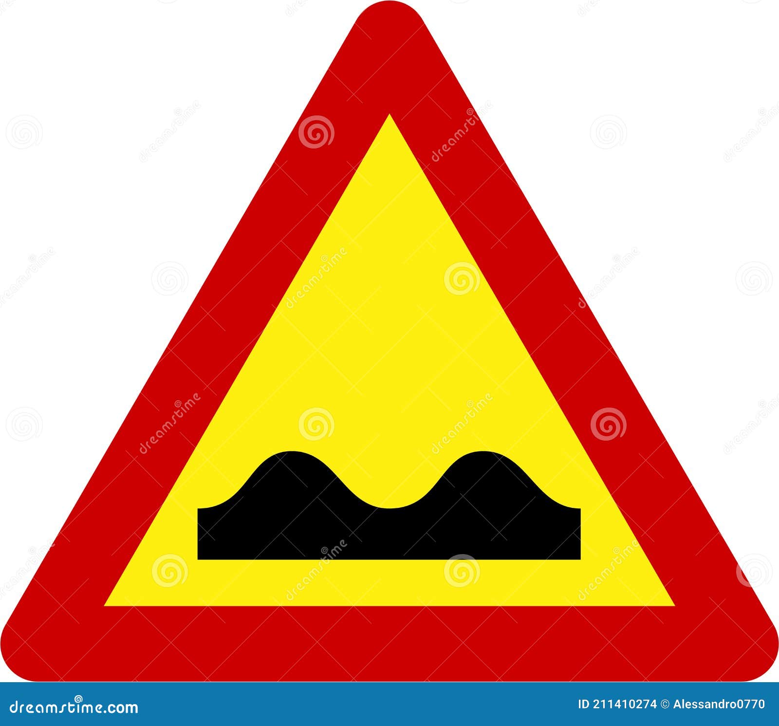 Warning Sign with Road Bumps Stock Illustration - Illustration of road ...