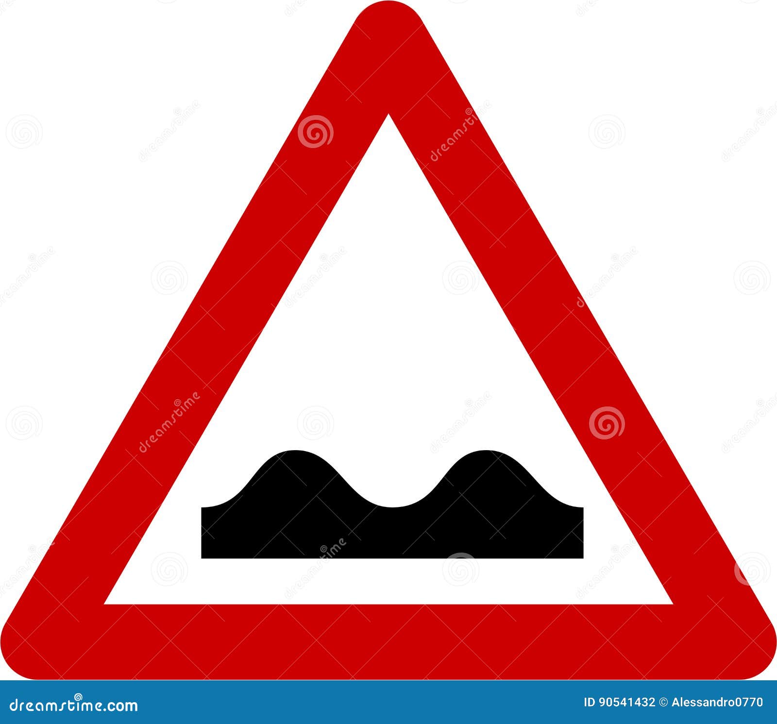Warning Sign with Road Bumps Stock Illustration - Illustration of alert ...
