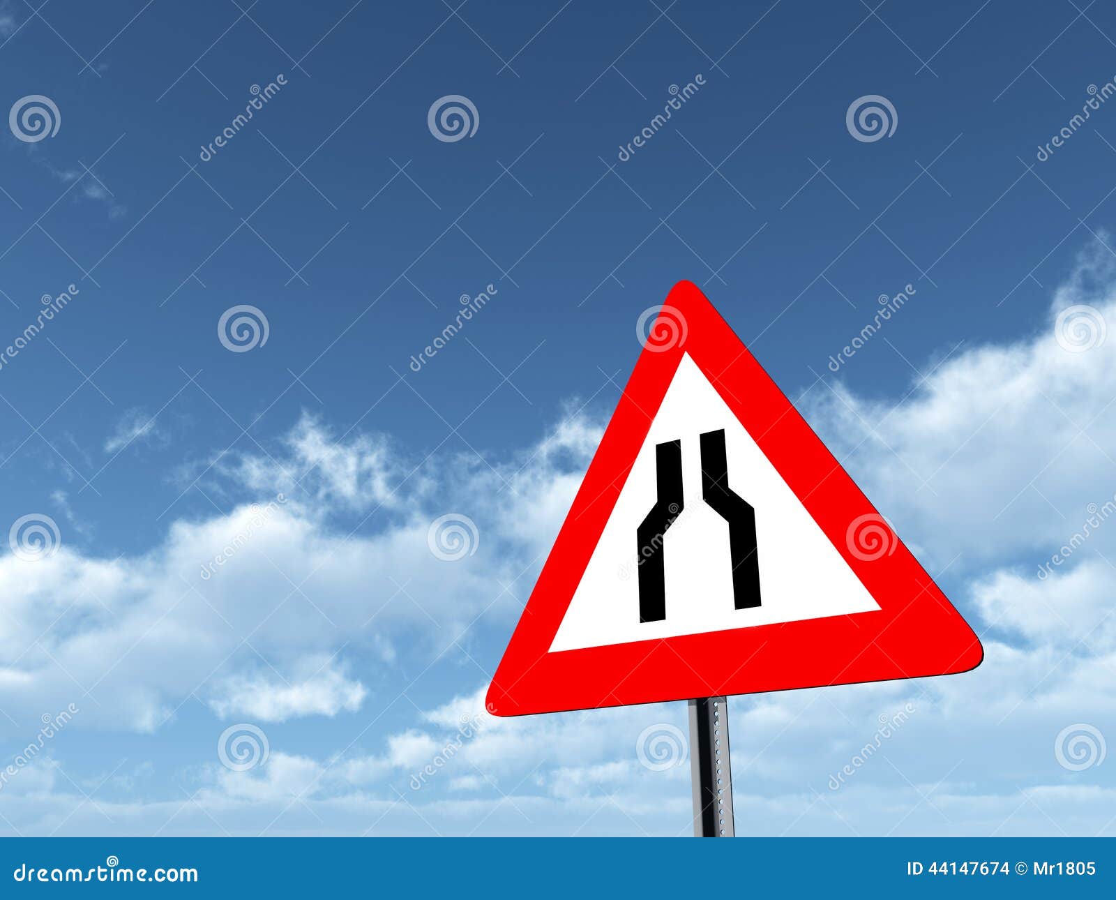 Road Narrows On One Side Or Lane Ends Traffic Sign Rule. Zipper Merging ...