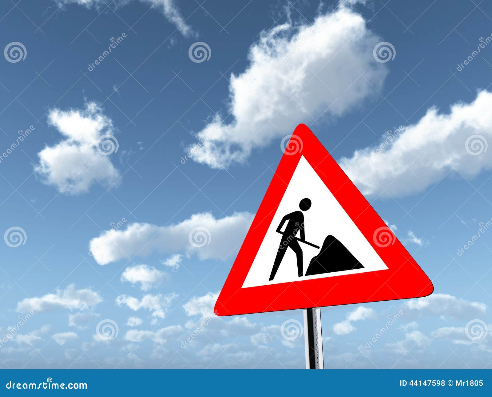 Road Works. Yellow Stop Sign. Attention And Danger. Open Hatches ...