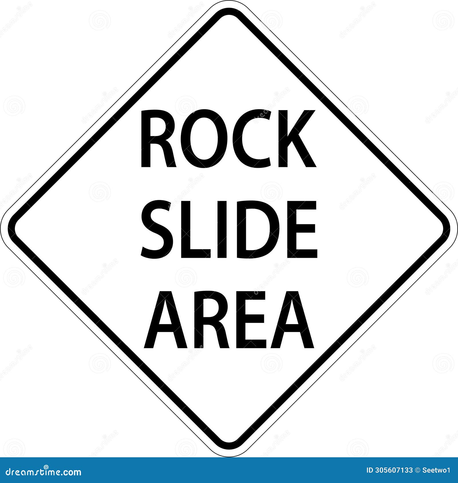 Warning Sign Rock Slide Area Stock Vector - Illustration of highway ...