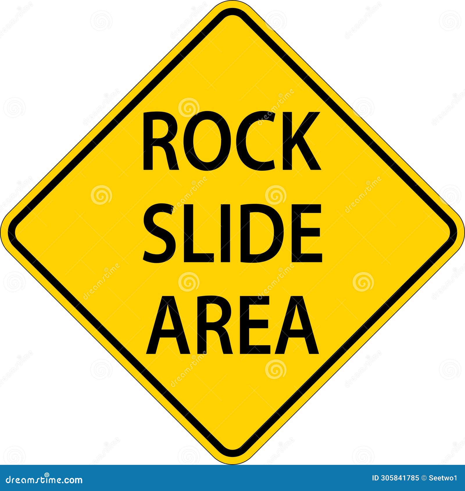 Warning Sign Rock Slide Area Stock Vector - Illustration of notice ...