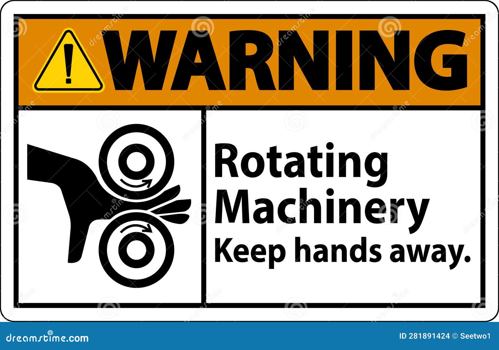 Warning Sign Rotating Machinery Keep Hands Away Stock Vector ...