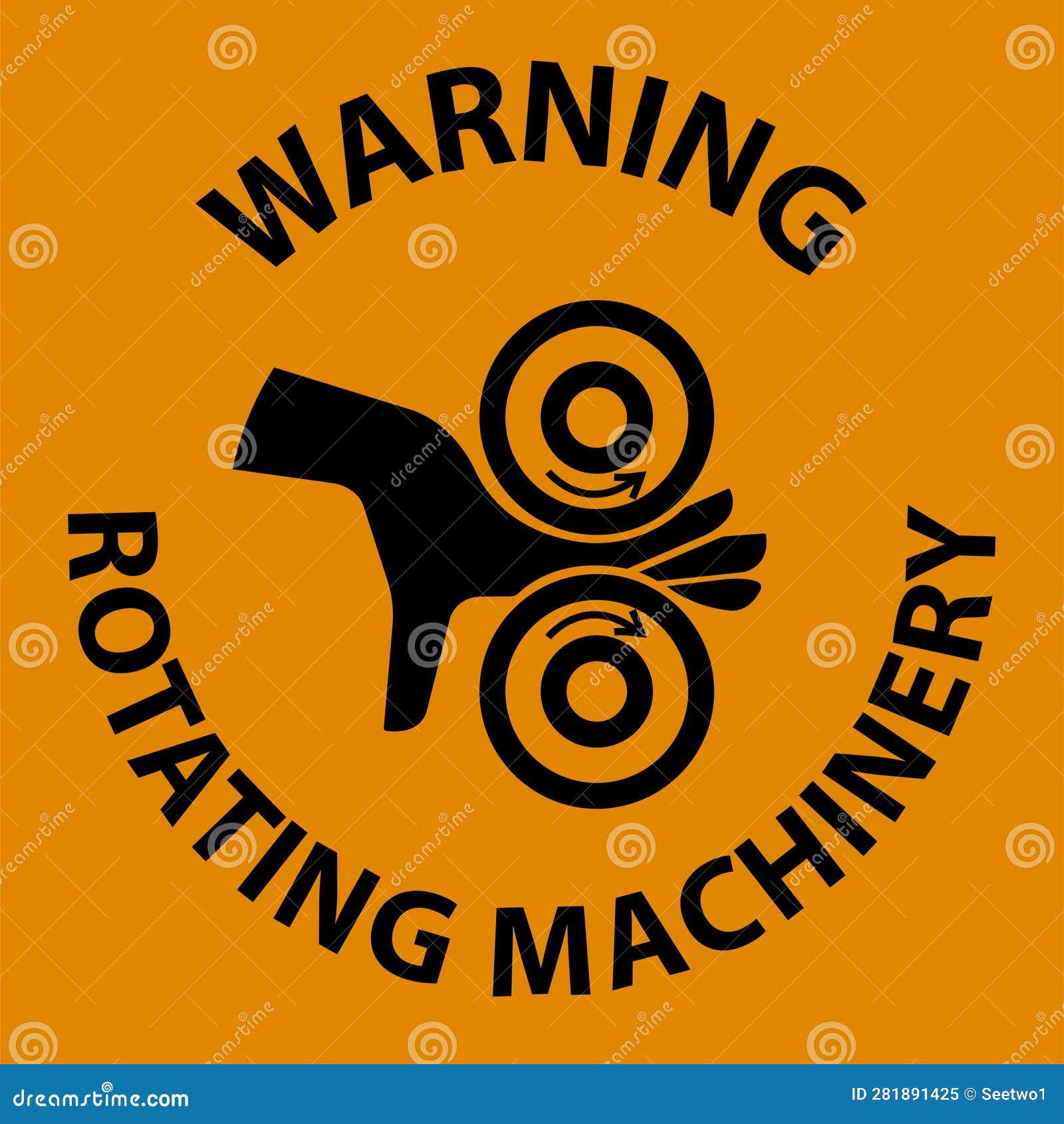 Warning Sign Rotating Machinery Keep Hands Away Stock Vector ...