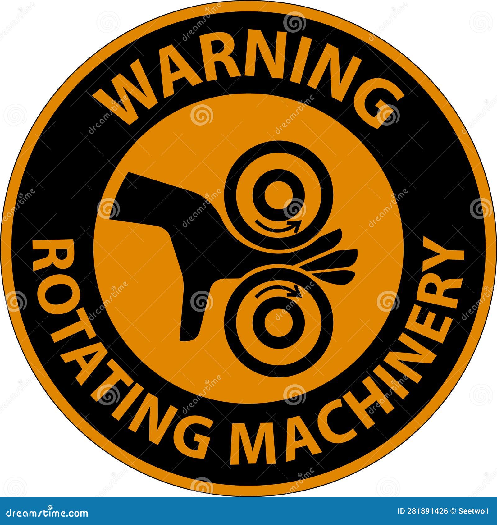 Warning Sign Rotating Machinery Keep Hands Away Stock Vector ...