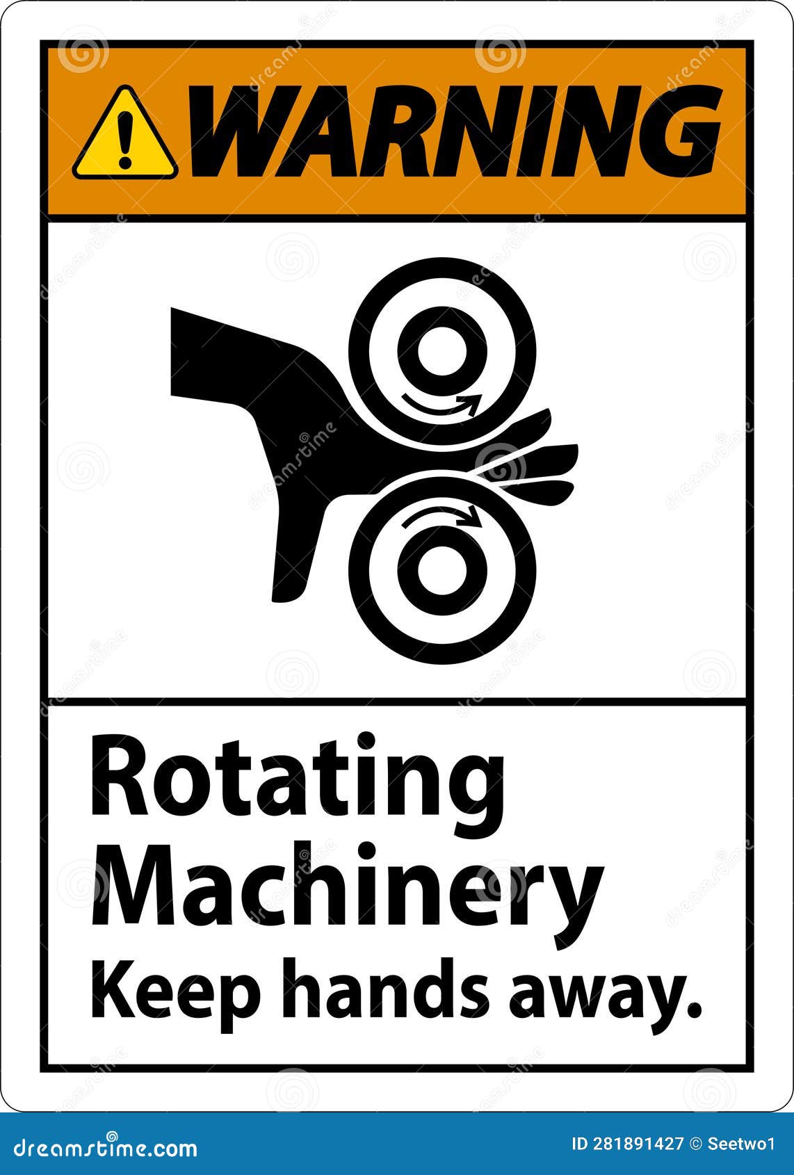 Warning Sign Rotating Machinery Keep Hands Away Stock Vector ...