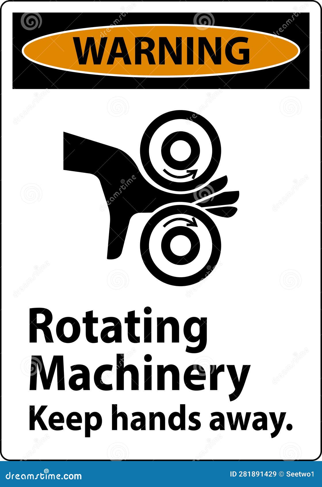 Warning Sign Rotating Machinery Keep Hands Away Stock Vector ...