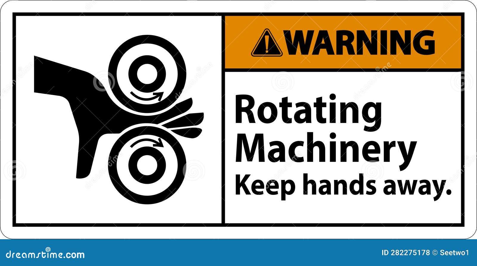 Warning Sign Rotating Machinery Keep Hands Away Stock Vector ...