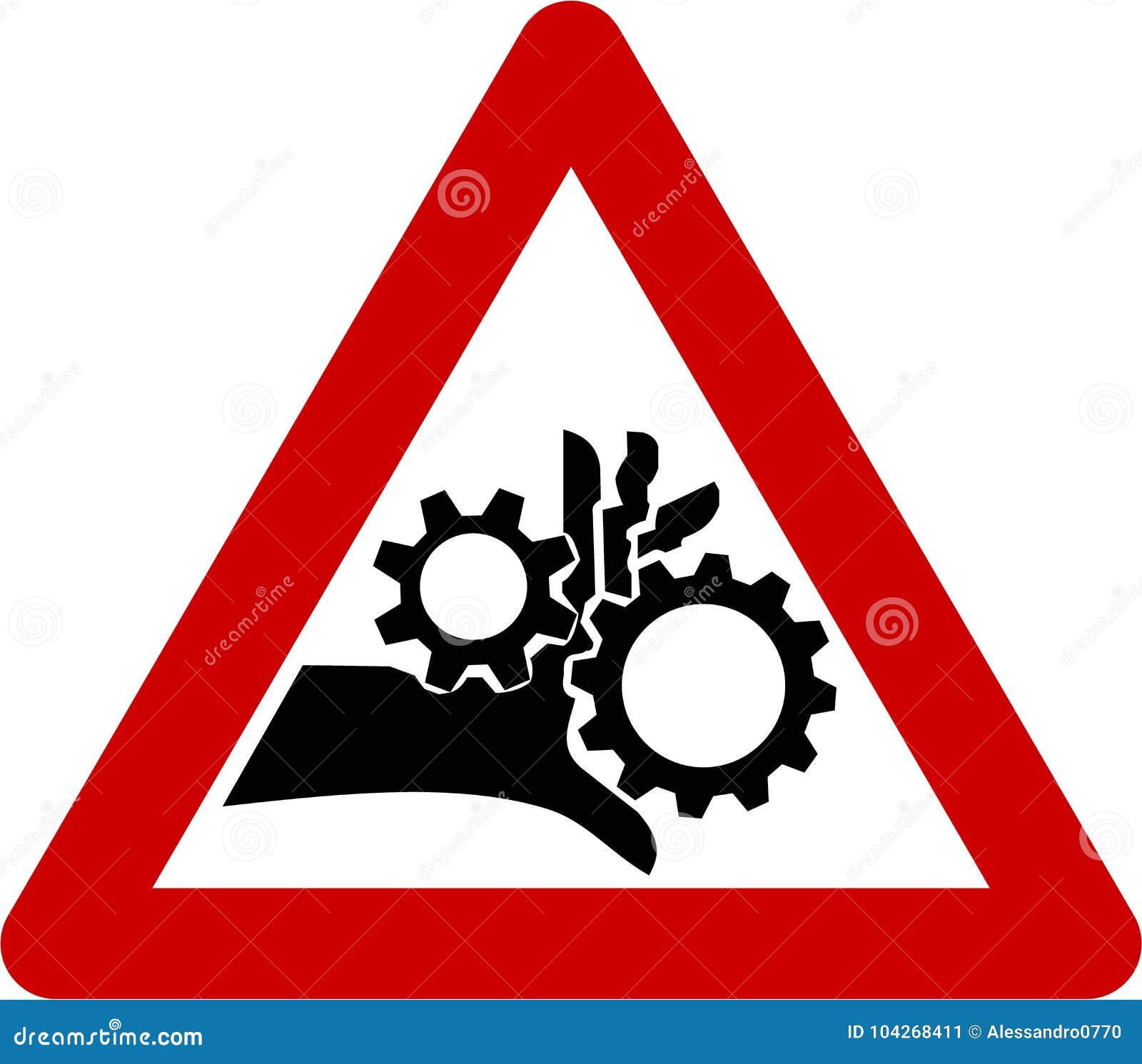 Warning Sign with Rotating Parts Stock Illustration - Illustration of ...
