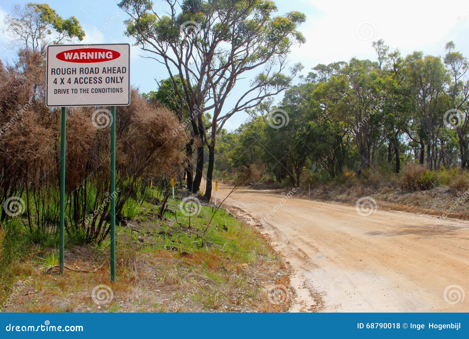 Warning Sign for a Rough Road, 4wd only, Australia Stock Photo - Image ...