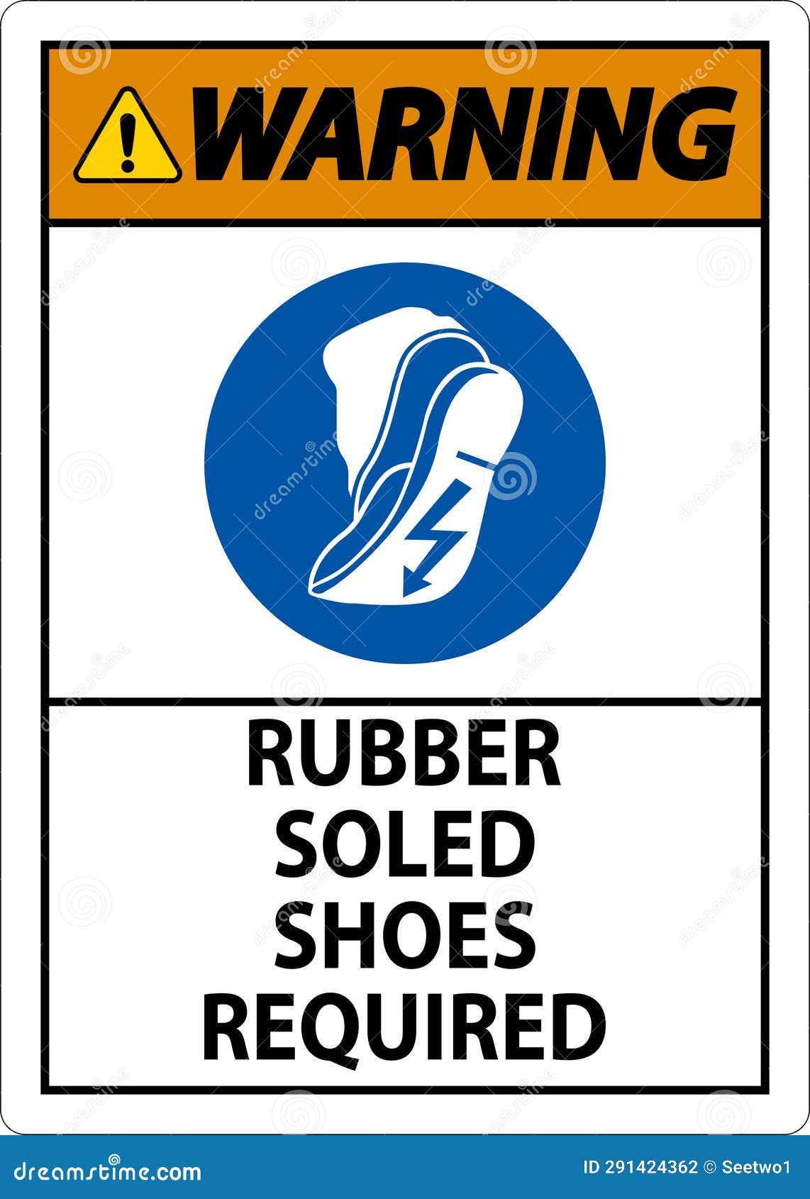 Warning Sign Rubber Soled Shoes Required Stock Vector - Illustration of ...