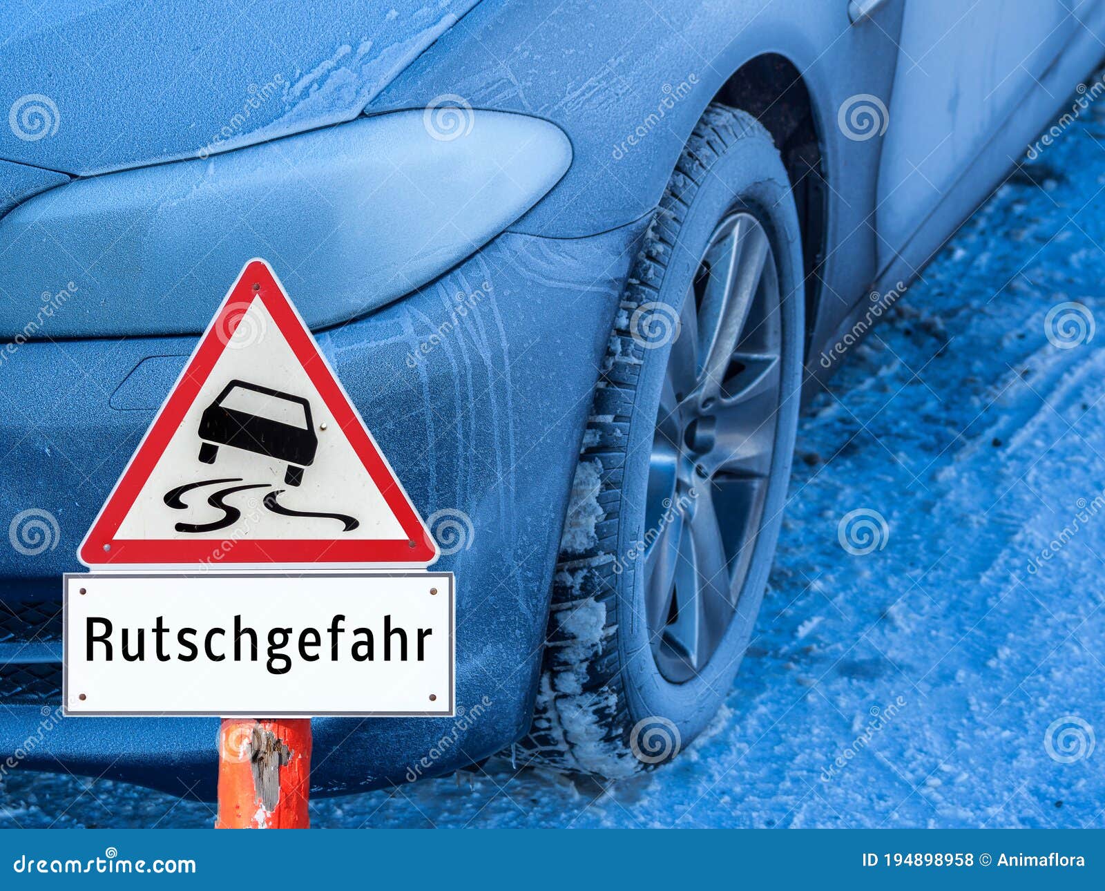 Warning Sign Rutschgefahr in German Stock Photo - Image of safety ...