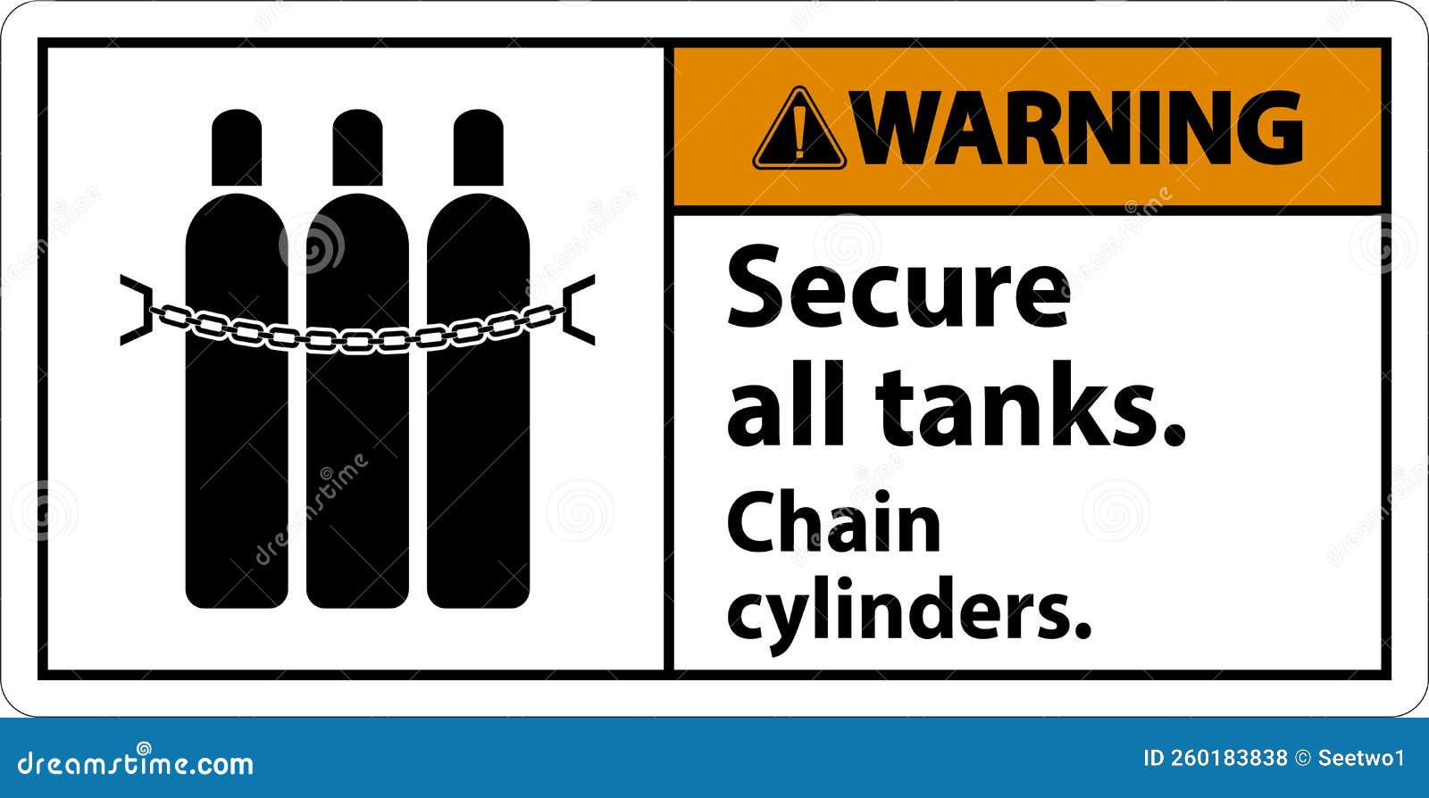 Warning Sign Secure All Tanks, Chain Cylinders Stock Vector ...