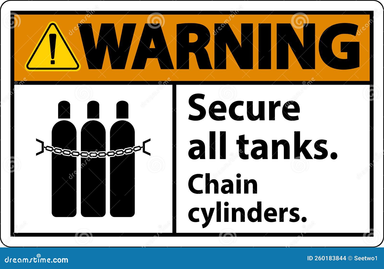 Warning Sign Secure All Tanks, Chain Cylinders Stock Vector ...
