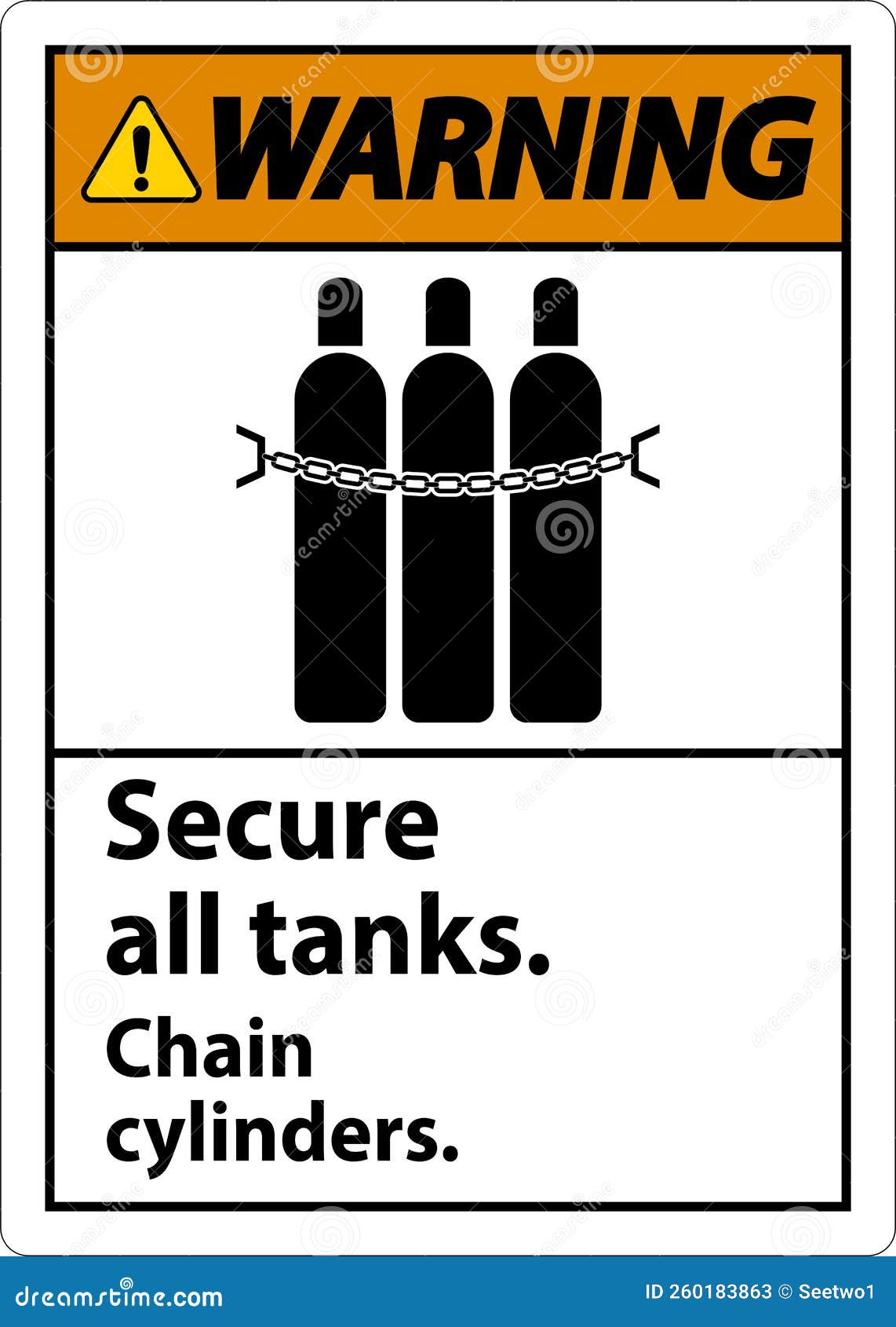 Warning Sign Secure All Tanks, Chain Cylinders Stock Vector ...