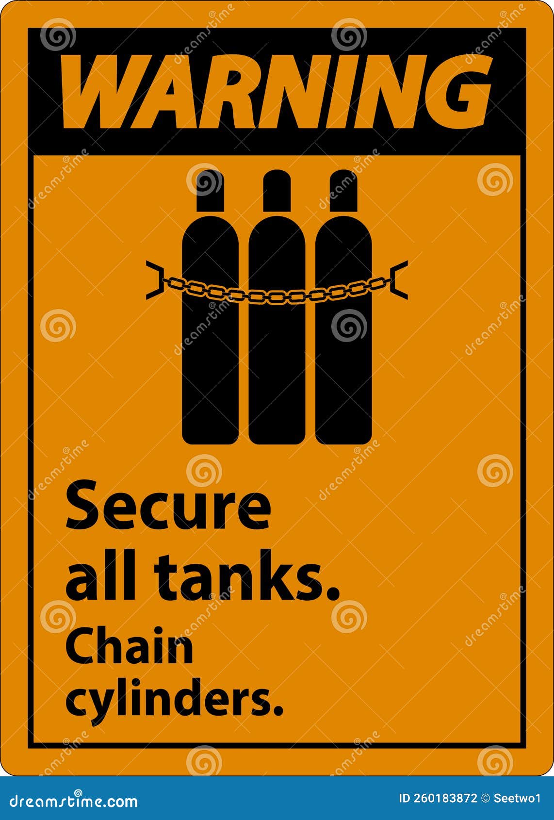 Warning Sign Secure All Tanks, Chain Cylinders Stock Vector ...
