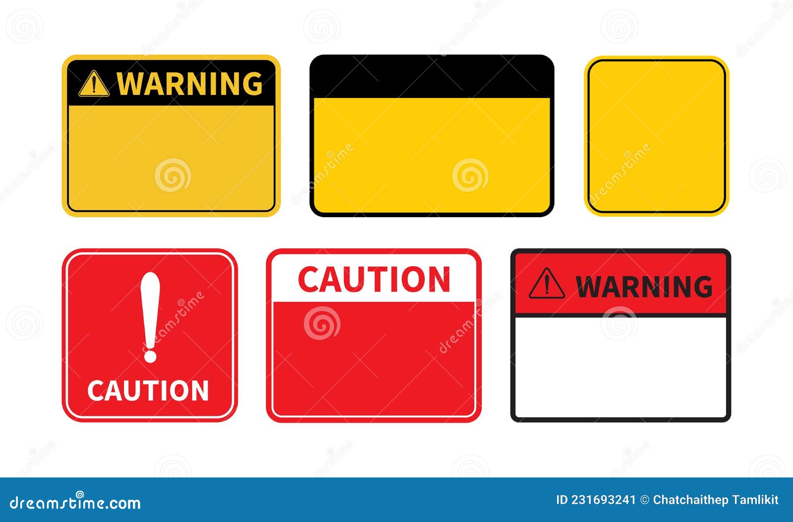 Warning Sign. Set of Blank Caution Sign on White Background. Vector ...