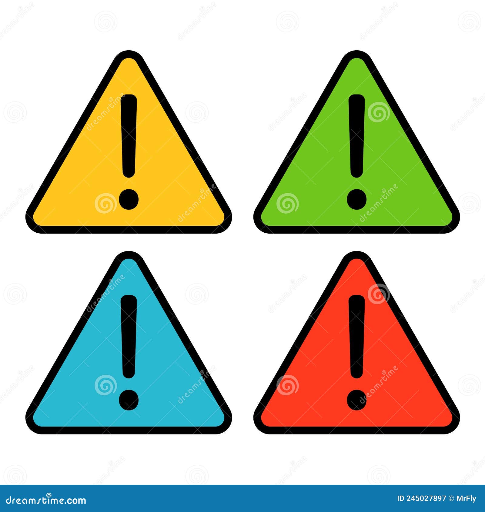 Warning Sign Set Isolated, Green Caution Vector Illustration Stock ...