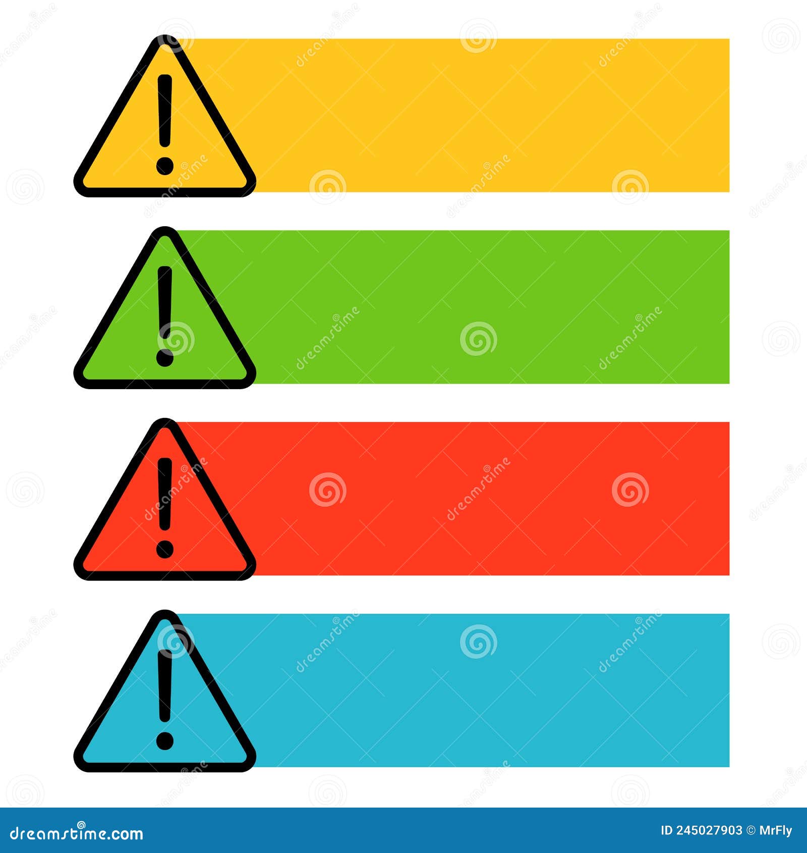 Warning Sign Set Isolated, Green Caution Vector Illustration Stock ...