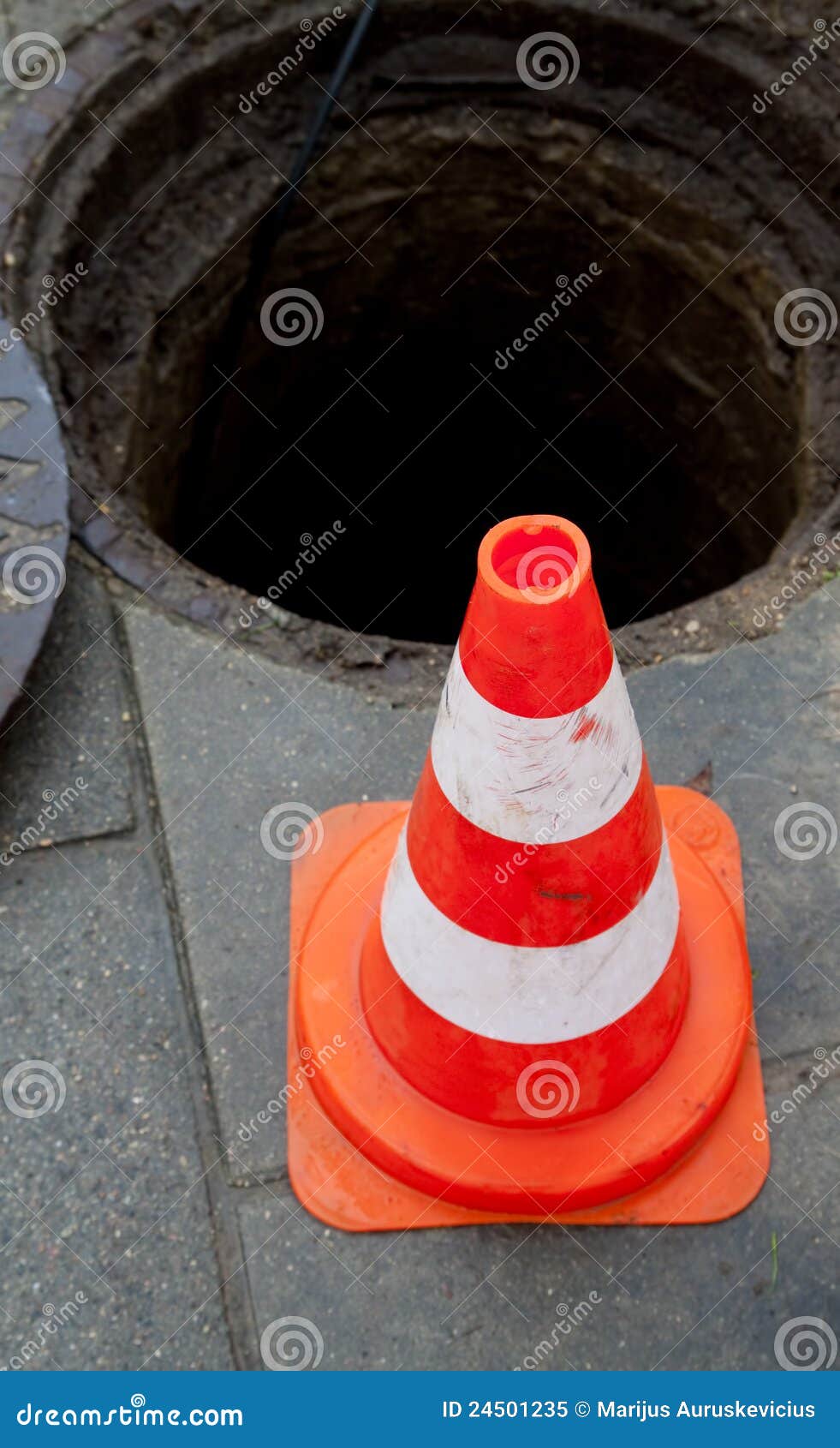 Warning Sign and Sewerage Hole Stock Image - Image of glaring ...