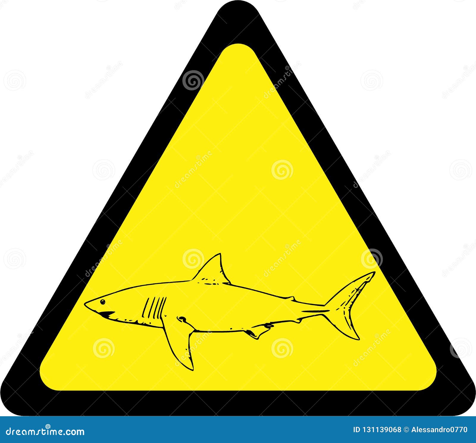 Warning sign with shark stock illustration. Illustration of safety ...