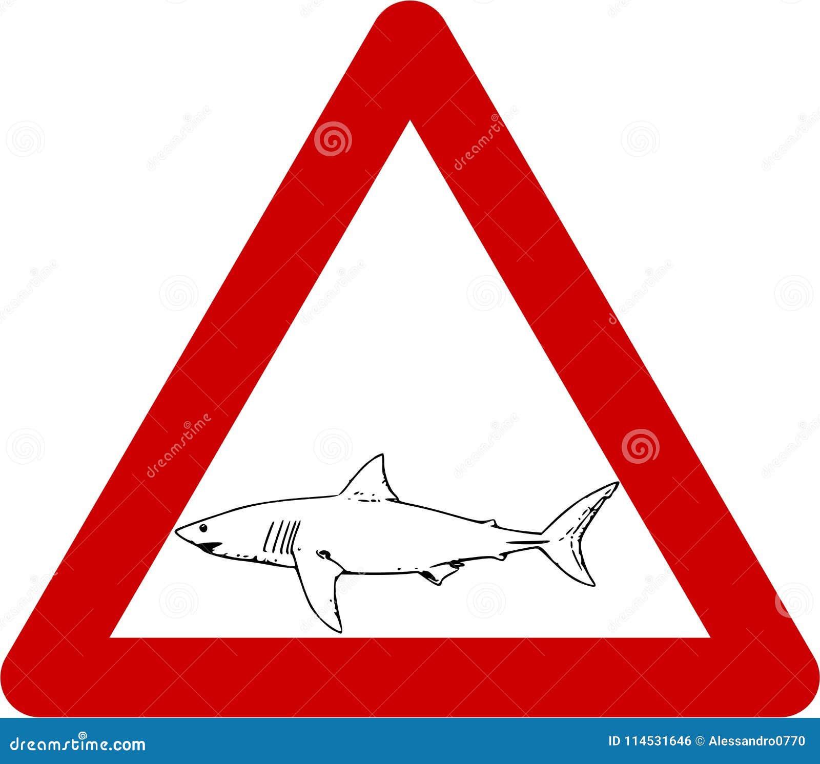 Warning sign with shark stock illustration. Illustration of black ...