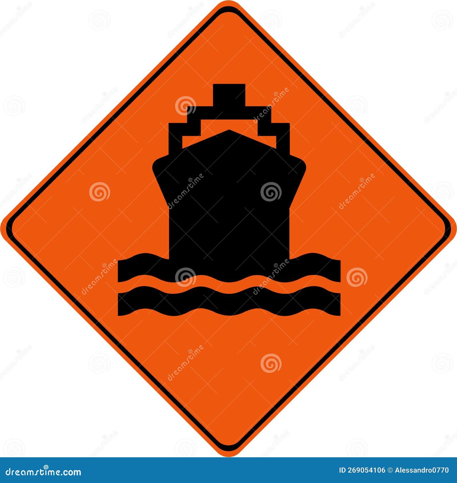 Warning sign with ship stock illustration. Illustration of risk - 269054106