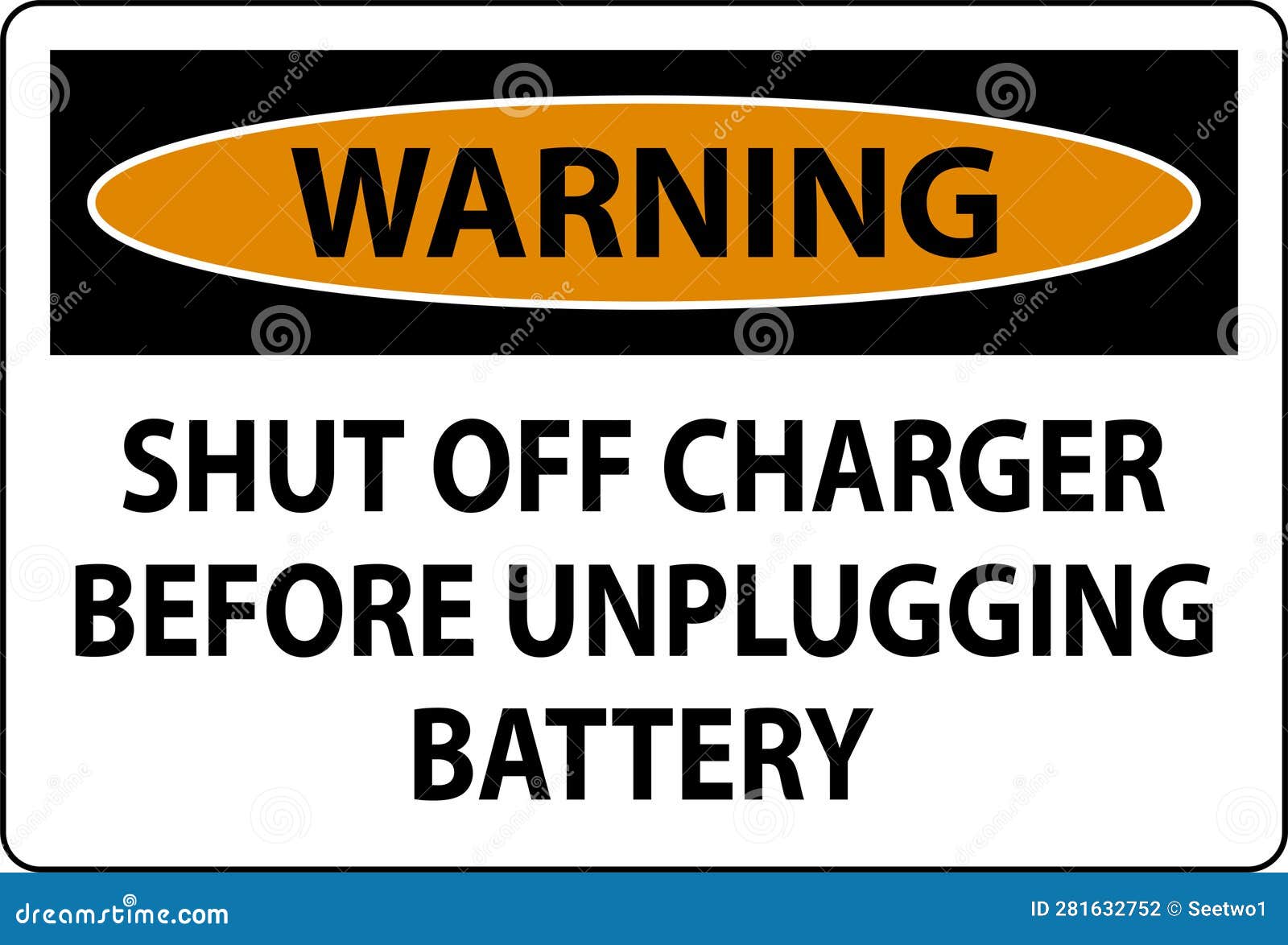 Warning Sign Shut Off Charger before Unplugging Battery Stock Vector ...