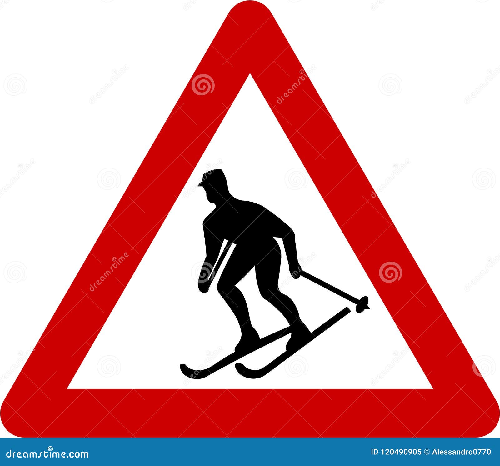 Warning sign with skier stock illustration. Illustration of caution ...
