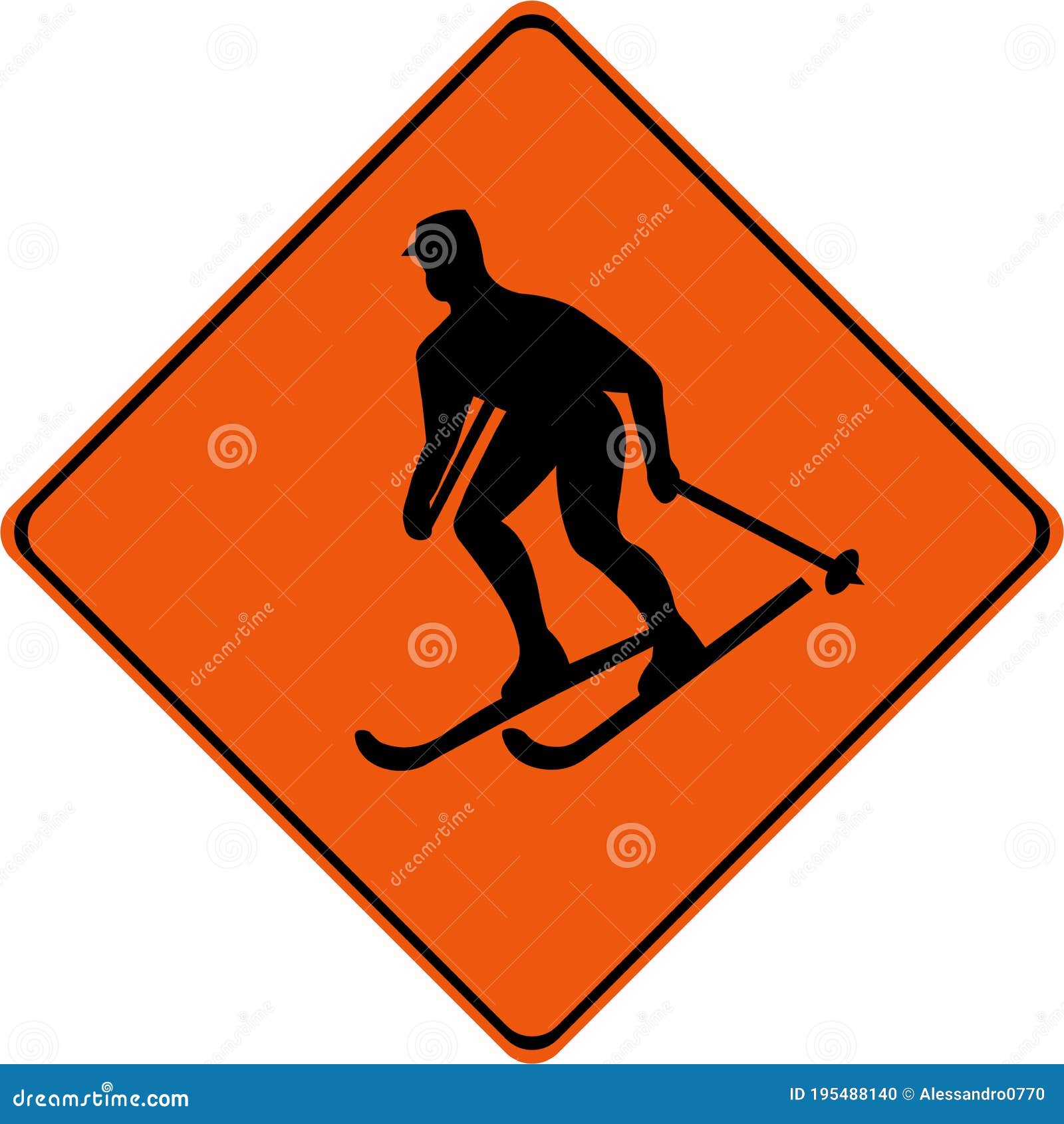 Warning sign with skier stock illustration. Illustration of alert ...