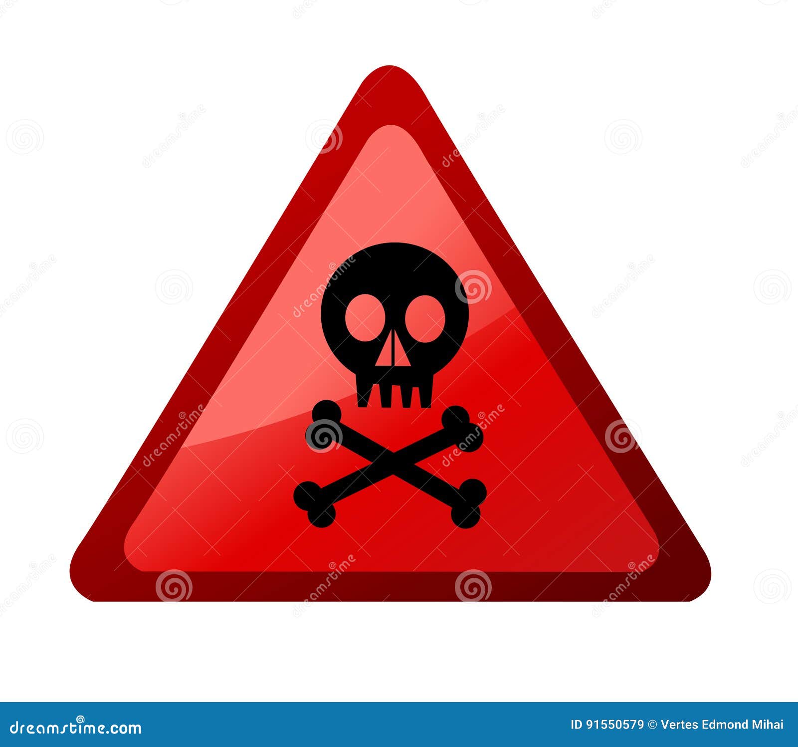 Warning sign with skull stock vector. Illustration of hazard - 91550579