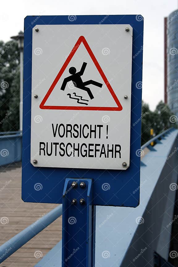 Warning Sign: Slippery Ground Stock Image - Image of rutschgefahr ...