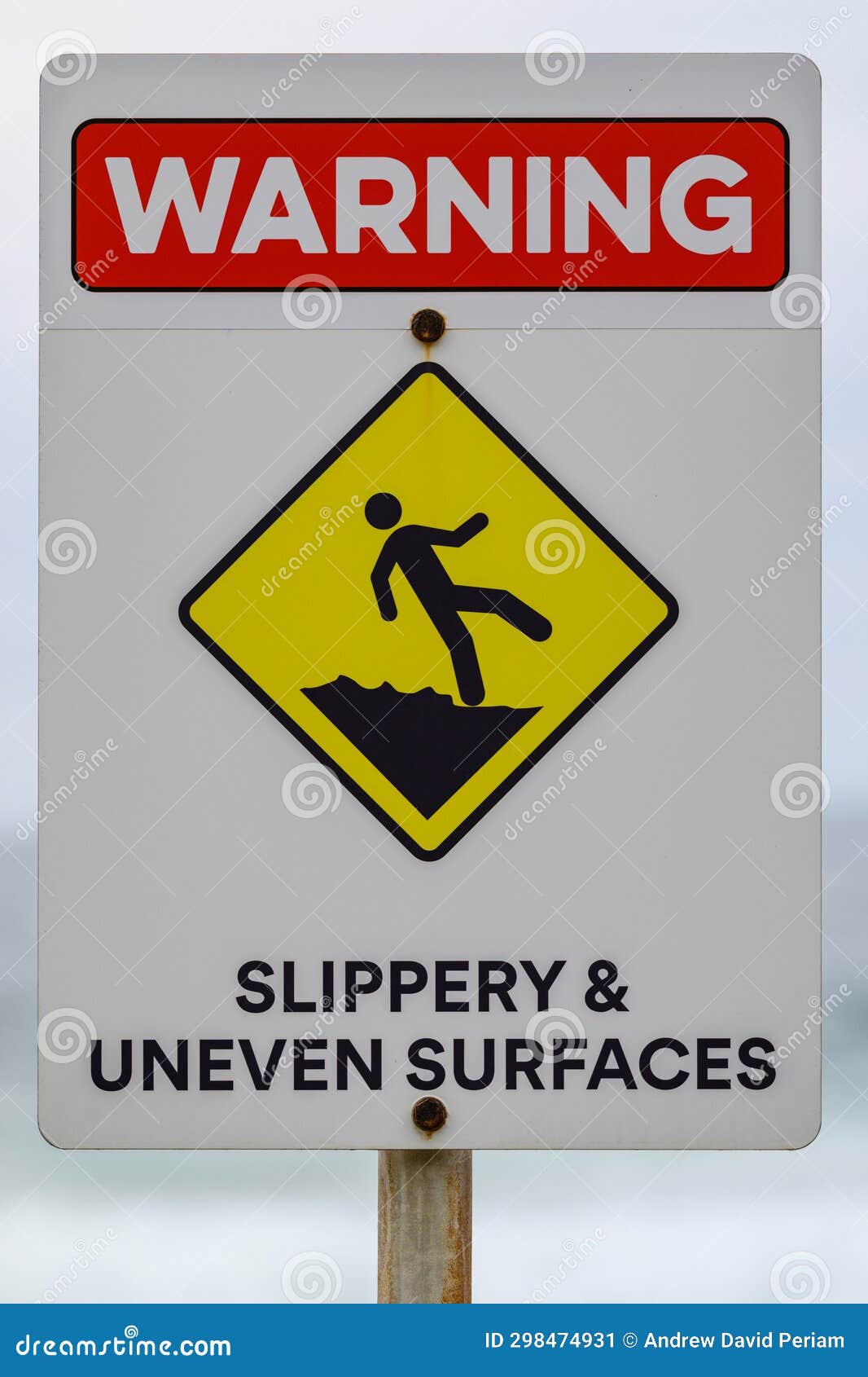 Warning sign of slipping stock image. Image of attention - 298474931