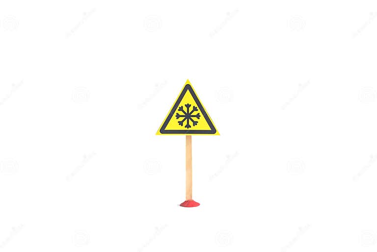 Warning Sign Snowflake in a Yellow Triangle on a White Background Stock ...