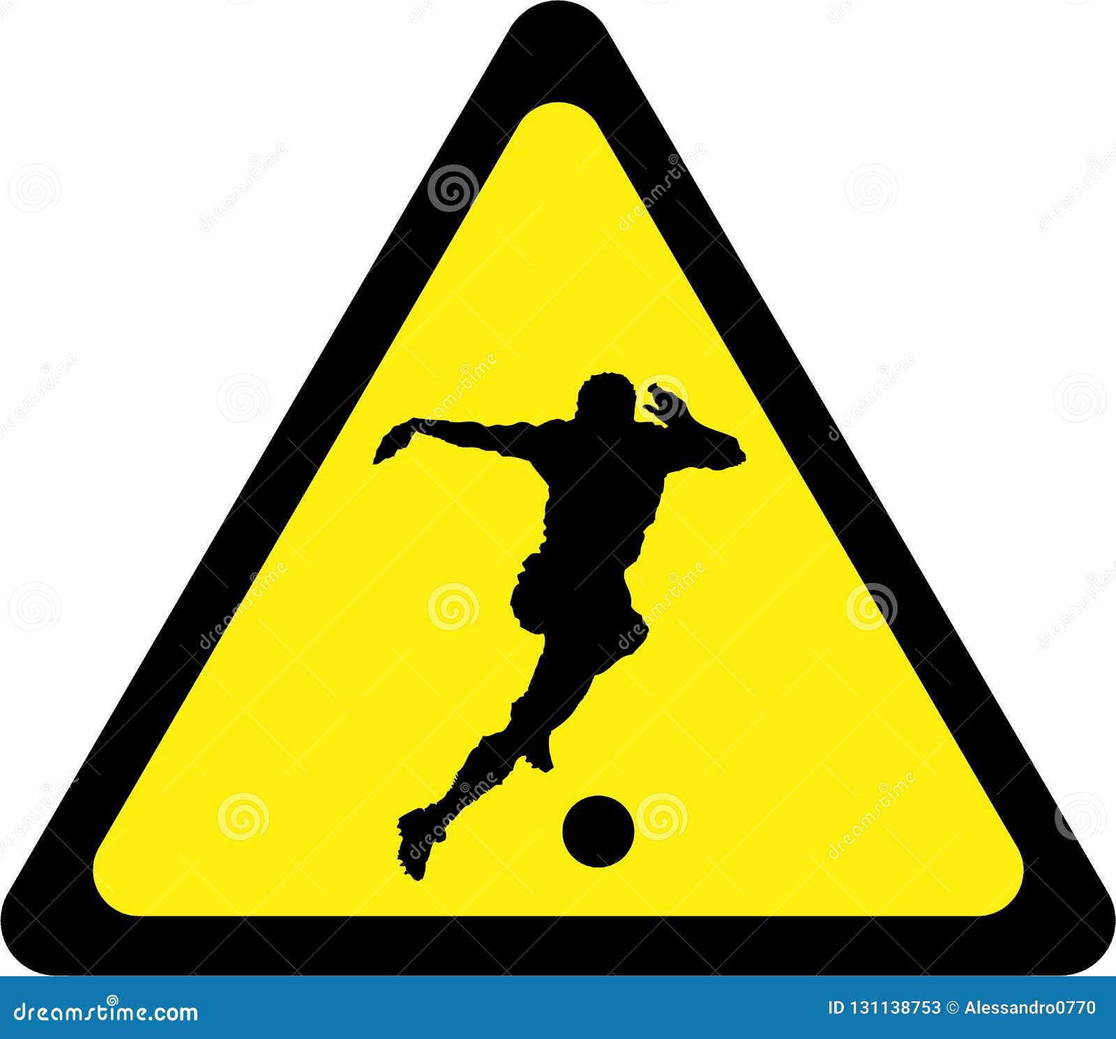 Warning Sign with Soccer Player Stock Illustration - Illustration of ...